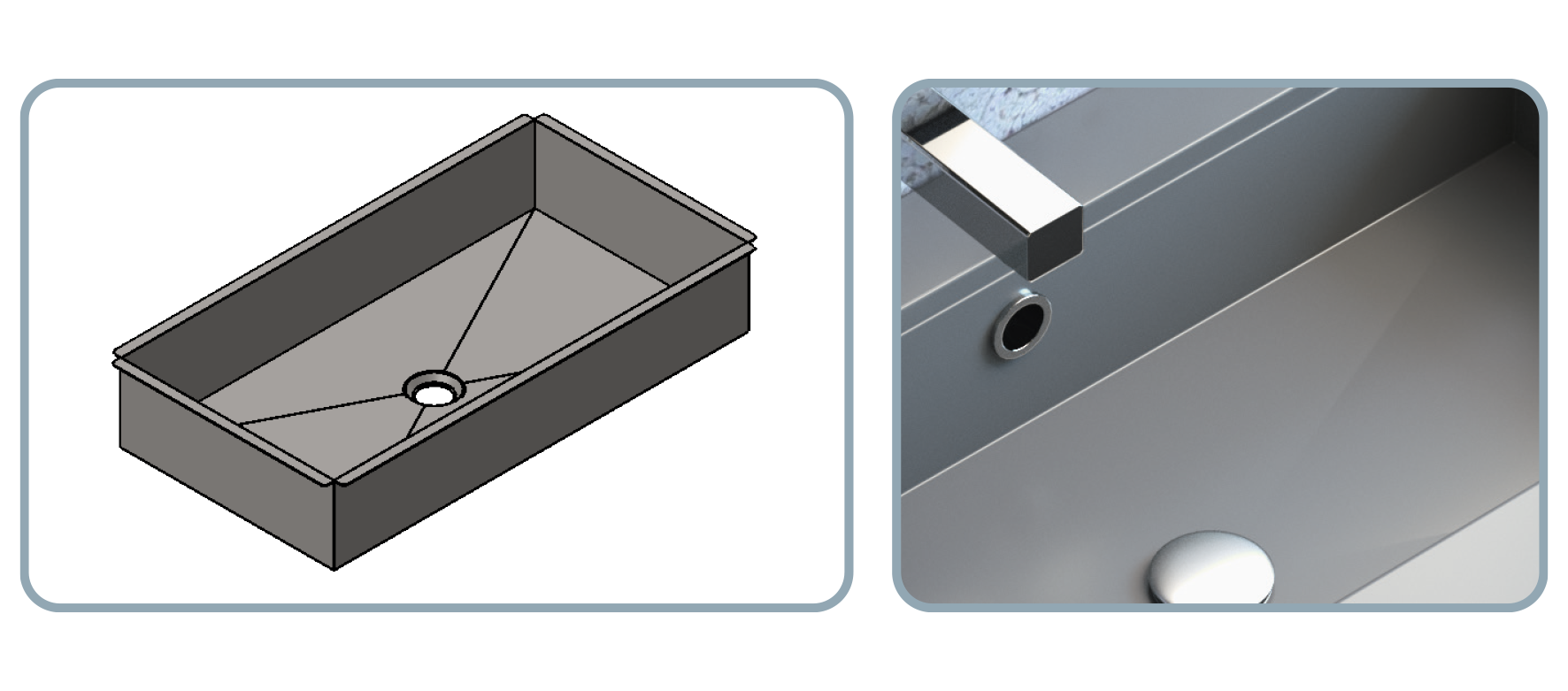 serie vasche a rivestire professional bagno acciaio inox AISI 304-18/10 ...